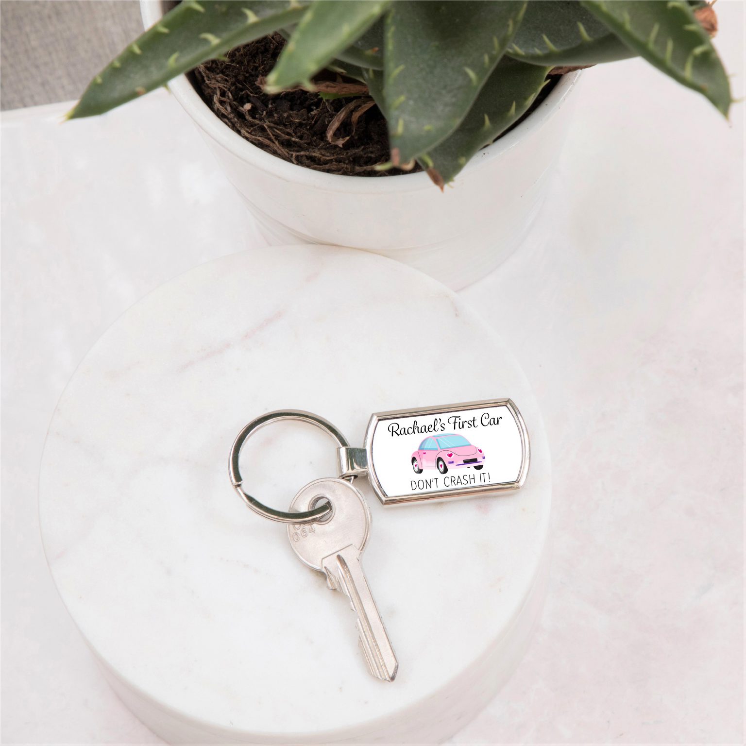 Personalised First Car Don't Crash Metal Keyring Gift